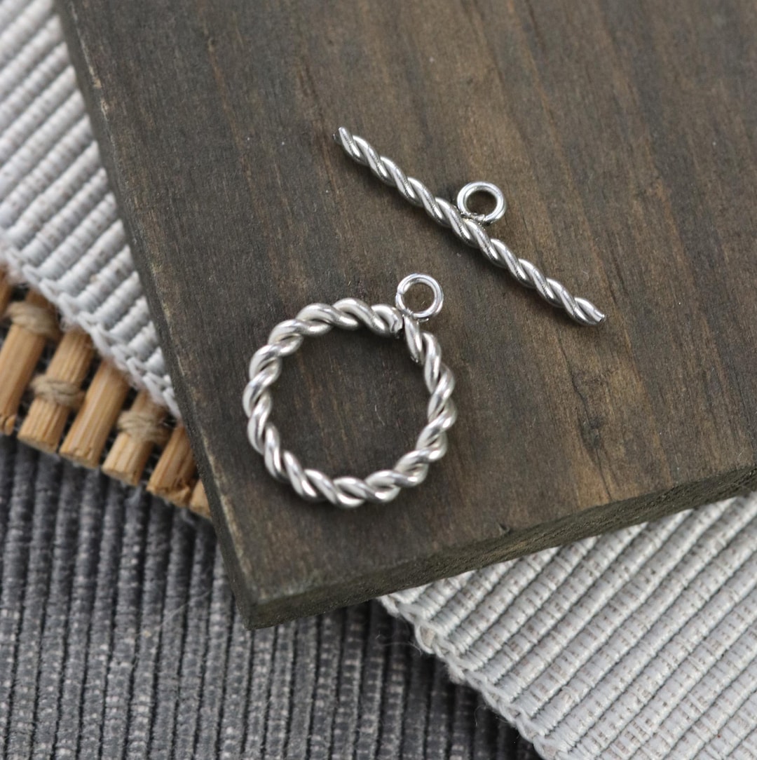304 Stainless Steel Rope Texture Metal Toggle Clasp Set (2 Sets per ...