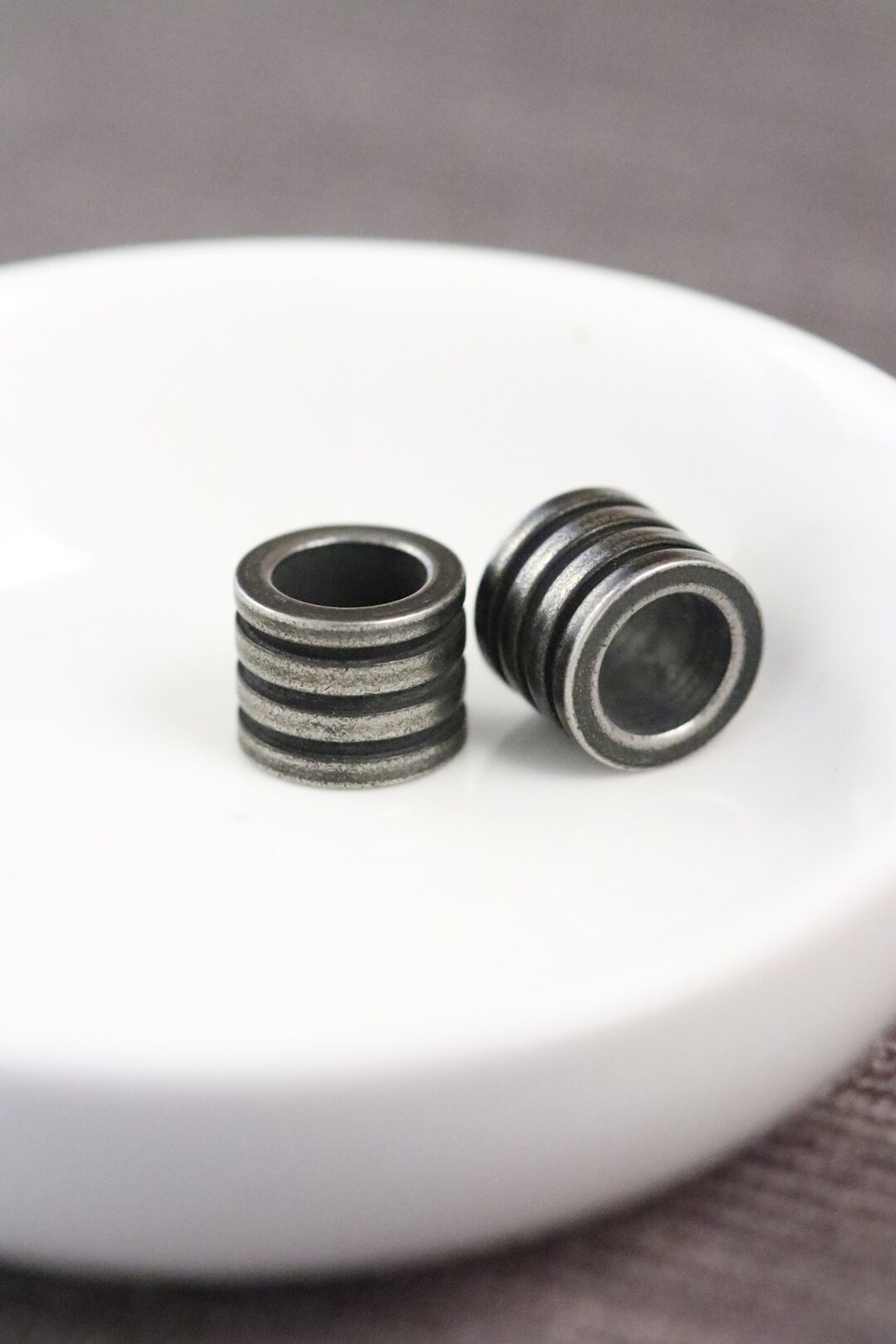 Dark Gray Grooved 304 Stainless Steel 11mm Spacer Beads: 5 Pieces D69 ...