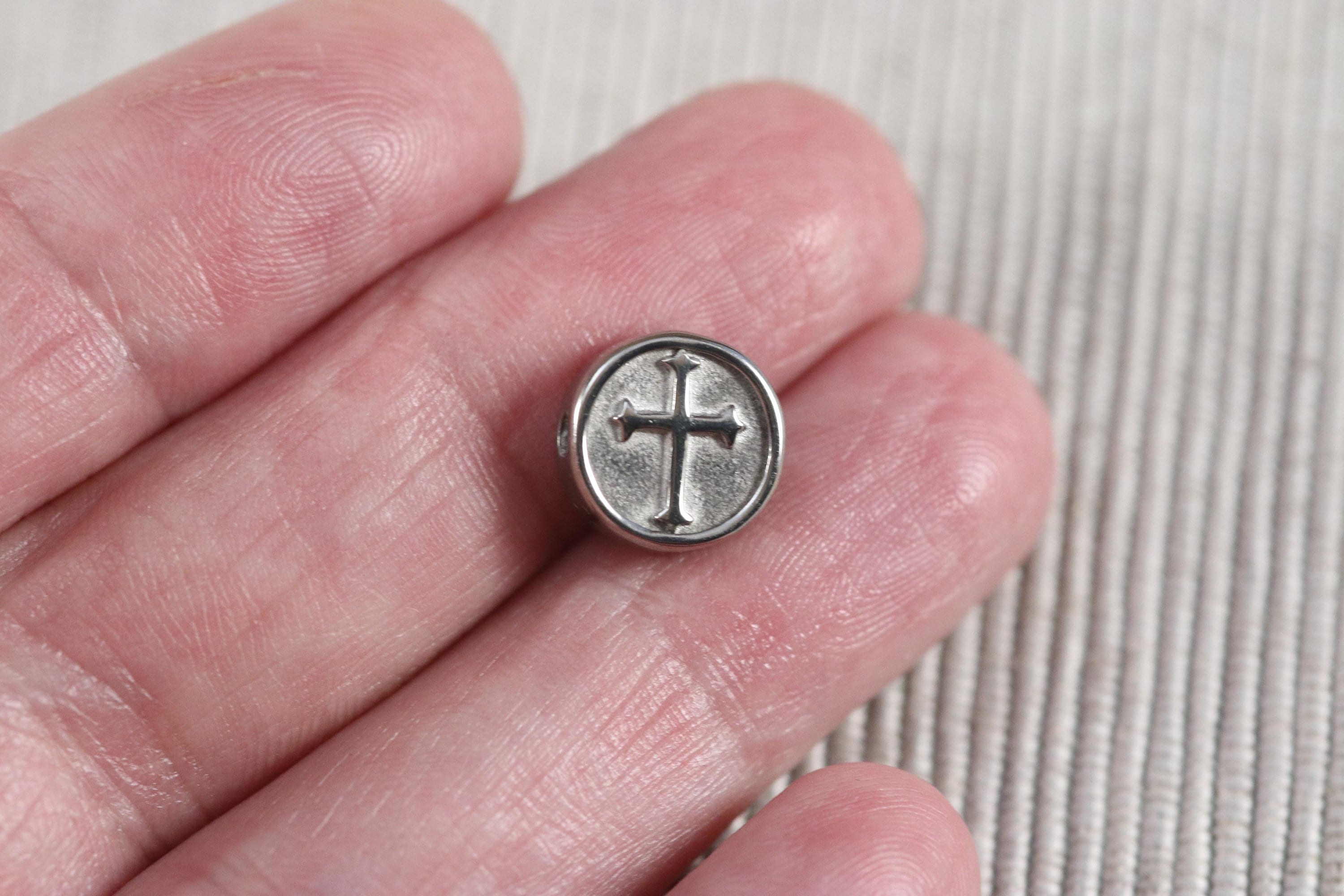 304 Stainless Steel Cross Button Metal Spacer Bead 2 Pieces per Order ...