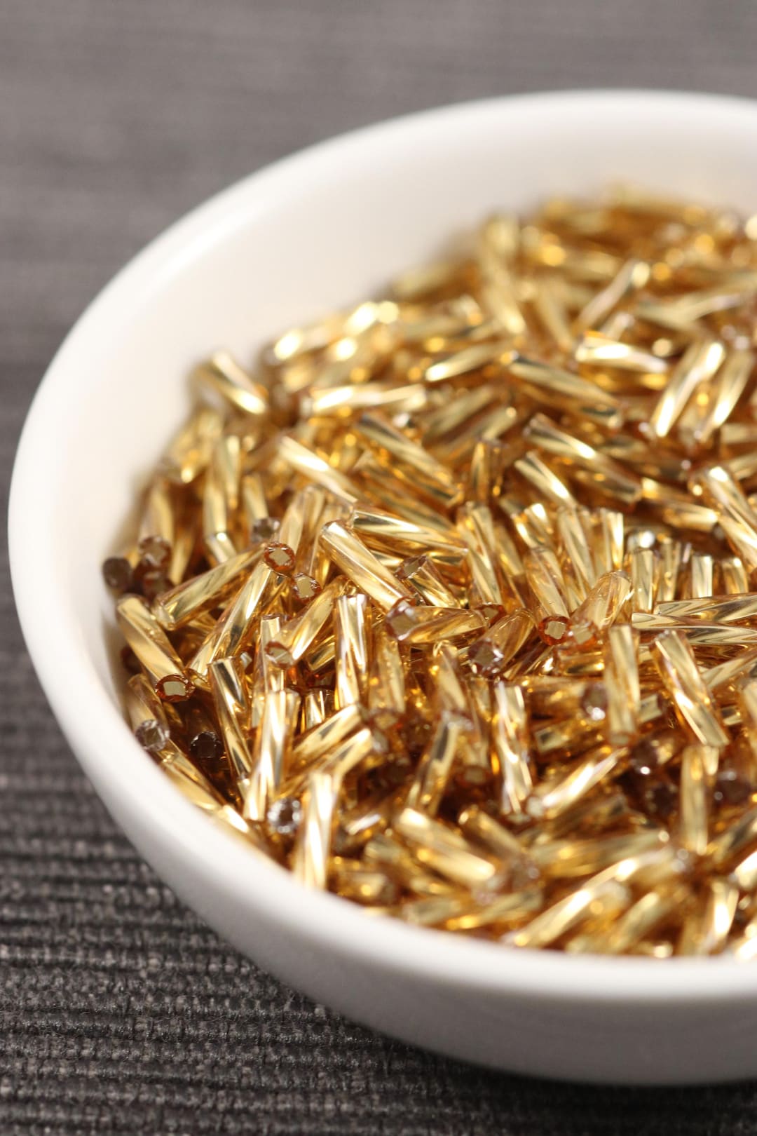 6mm Twisted Glass Bugle Loose Beads Lined With Gold or Silver Tone ...