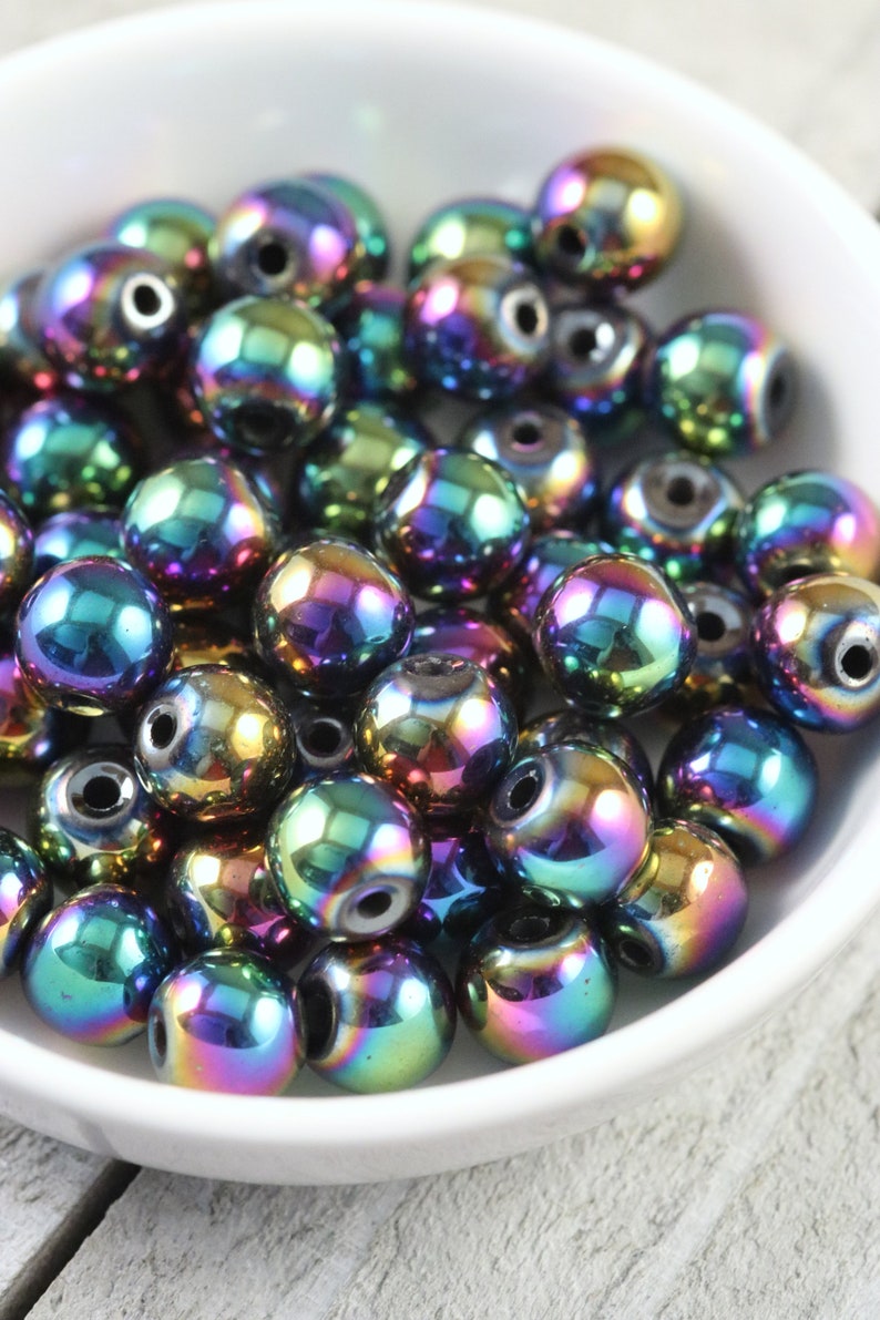 Rainbow Hematite Gemstone Loose Beads Choose 6mm 8mm Or 10mm Etsy