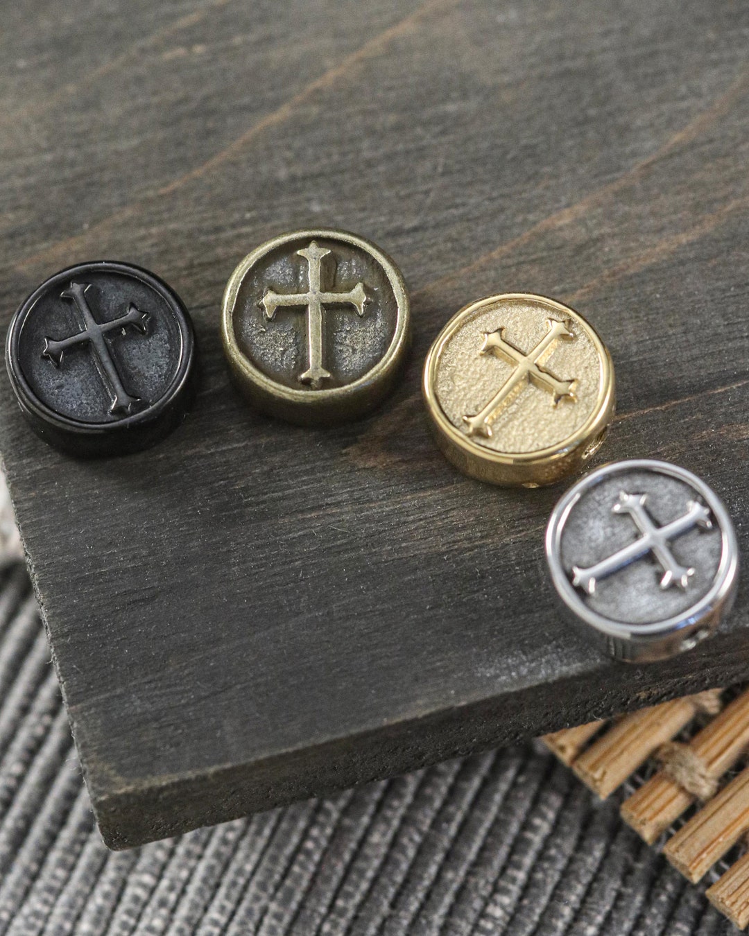304 Stainless Steel Cross Button Metal Spacer Bead 2 Pieces per Order ...