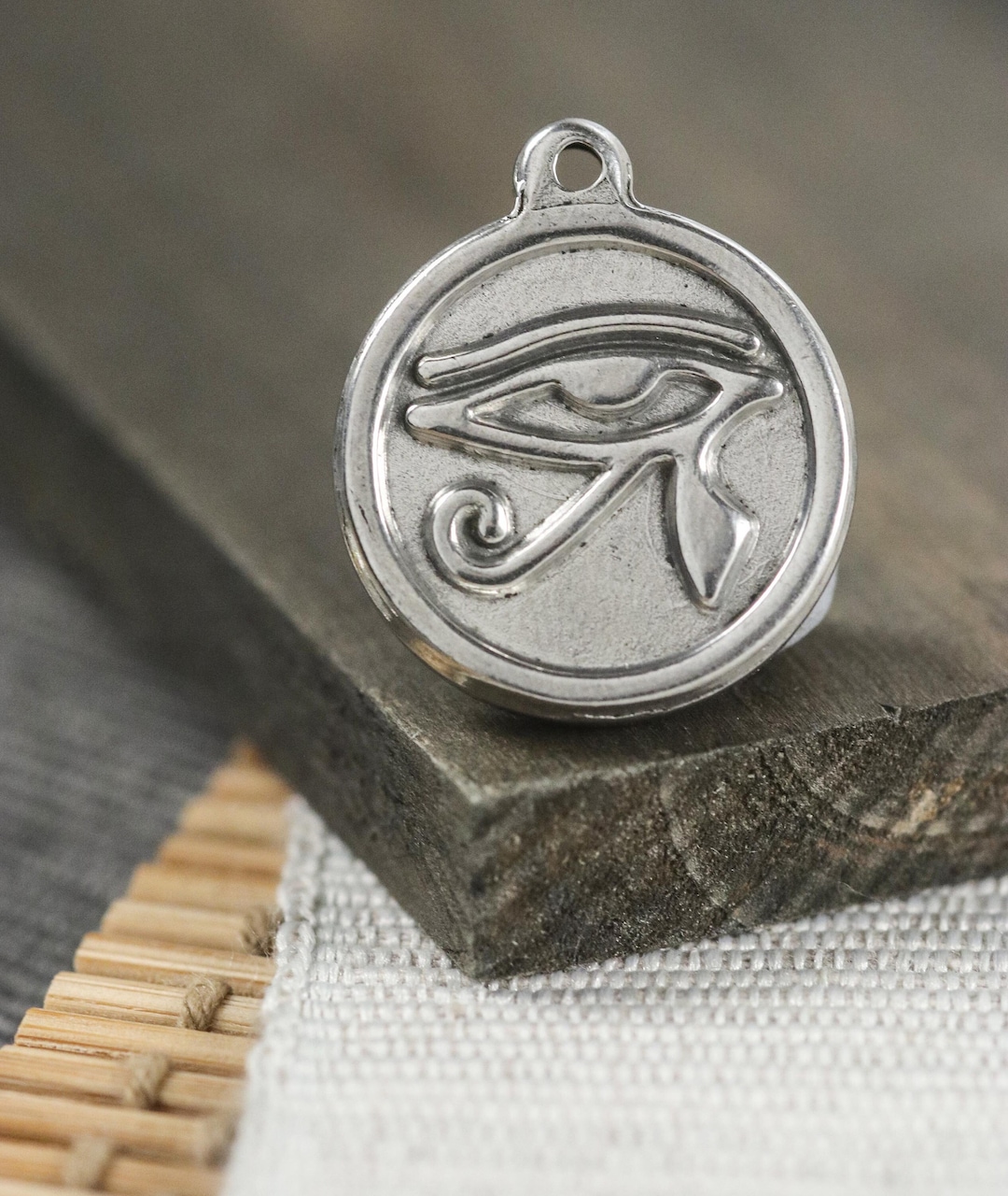 Silver Tone Eye of Ra Pendant: Stainless Steel Wedjat Charm - Etsy