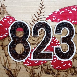 Whimsical Wood House Number Sign House Number With Mushrooms Custom ...