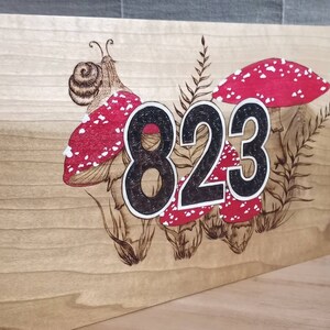 Whimsical Wood House Number Sign House Number With Mushrooms Custom ...