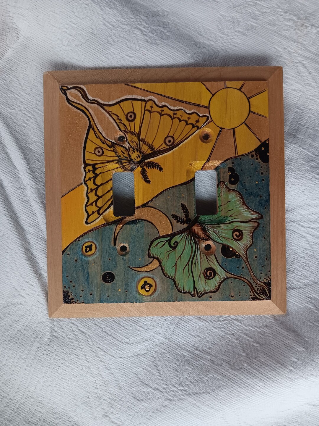 2 Toggle Light Switch Cover Unique Wood Floral Switchplate Fireflies ...