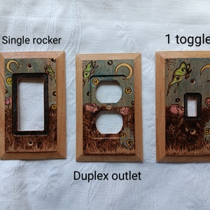 Botanical Outlet Cover Unique Wood Floral Light Switch Fireflies Lights ...