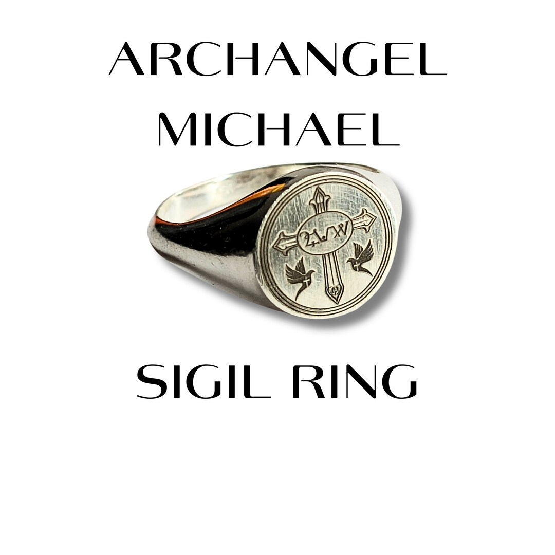 Archangel Michael's Celestial Silver Ring by Angelic Thrones Angelology ...