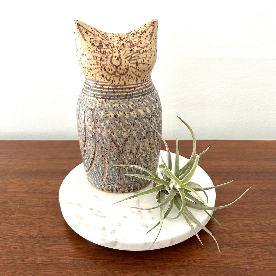 Mid Century Studio Pottery Cat Vase - Etsy