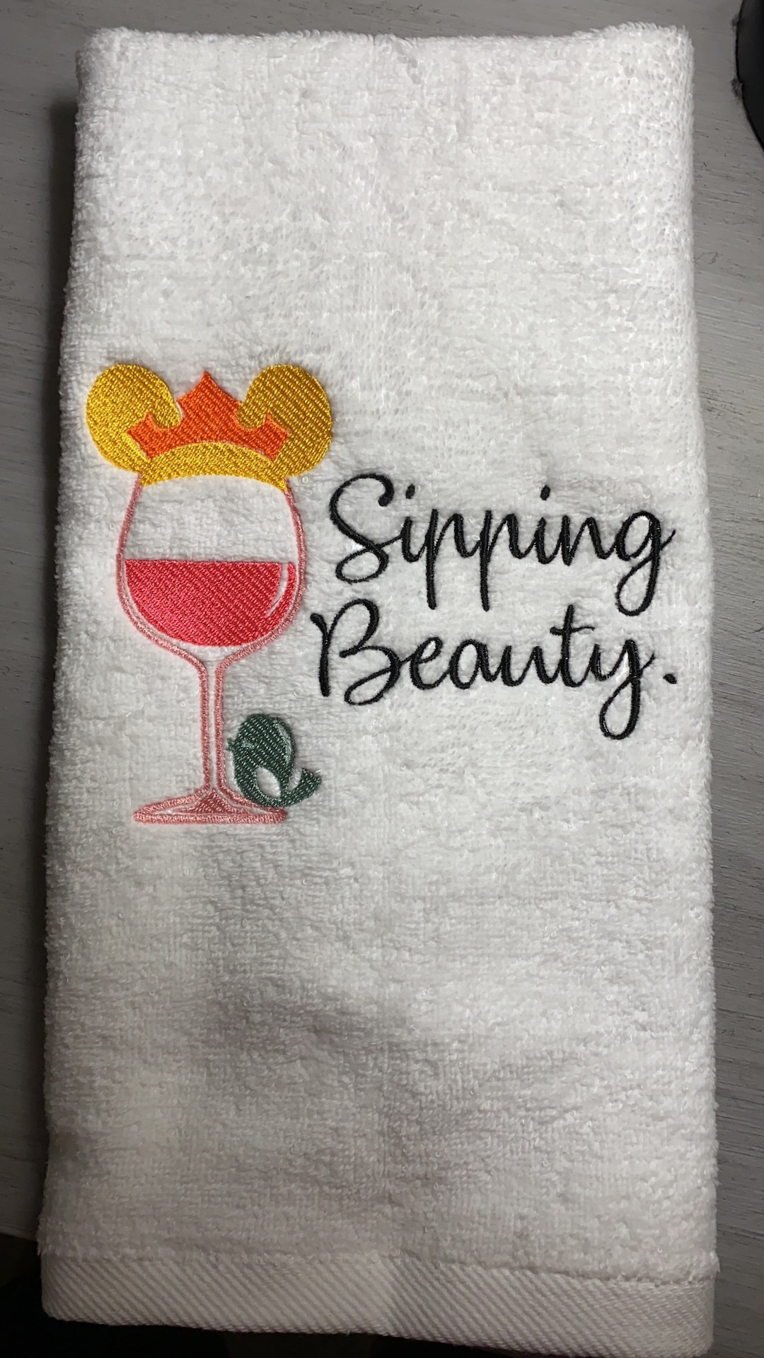 Sipping Beauty Wine Glass Embroider Sleeping Beauty Home Decor Gift Fun ...