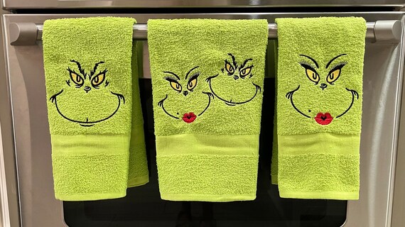 Grinch Embroider Hand Towel. Home Decor - Etsy