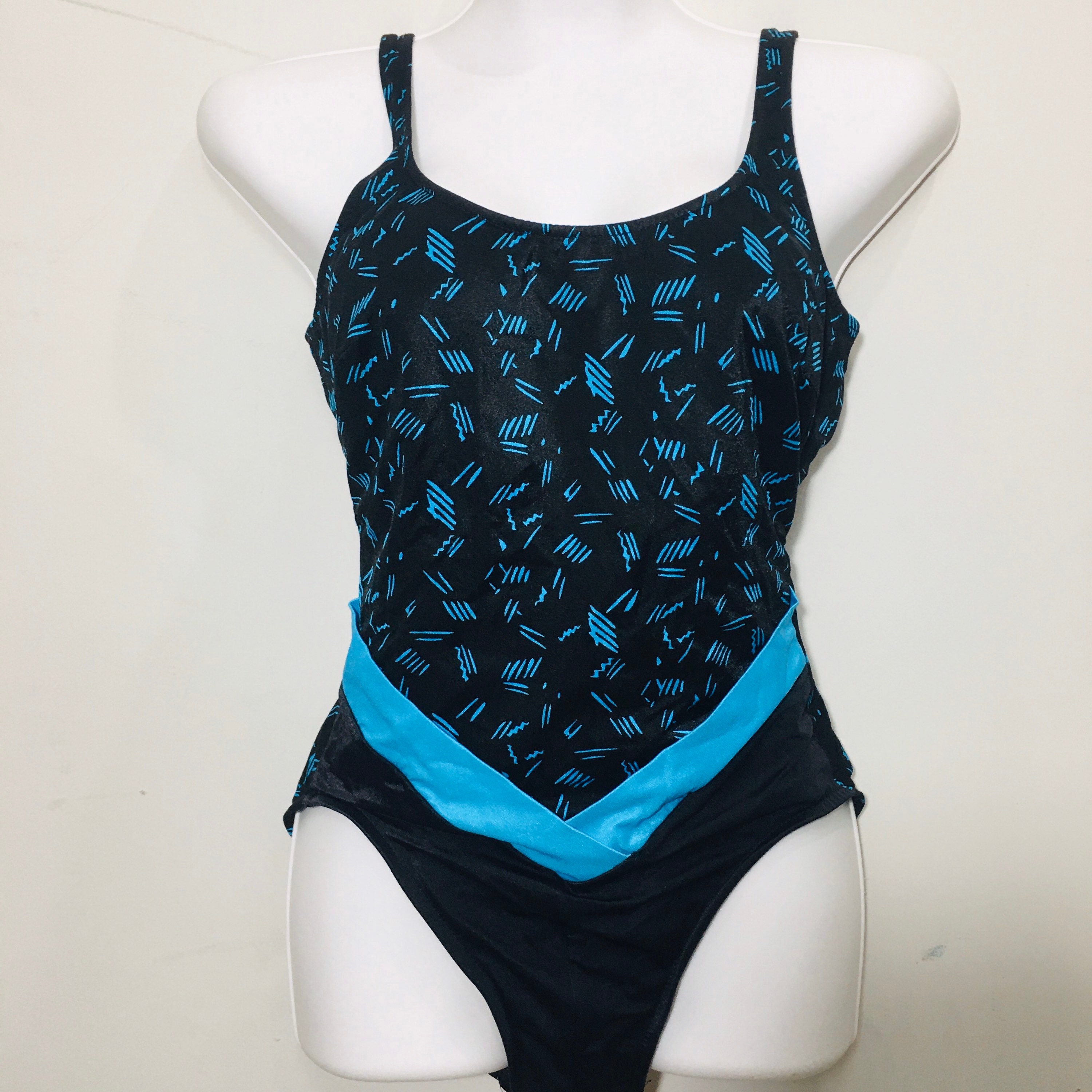 Vintage Funky 80s Geometric Shiny Spandex One Piece Swimsuit | Etsy