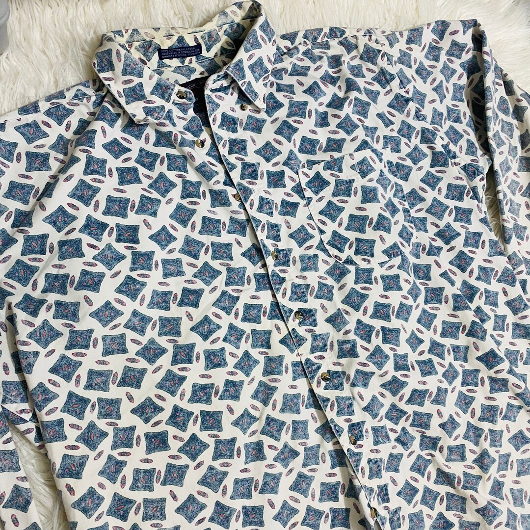 Vintage Men’s Faded Button-down 80s 90s Shirt Distressed Funky Size 2x ...