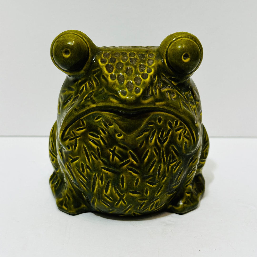 Vintage Ceramic Frog Toad Figurine Figure Kitschy Kitchen Decor 70s 80s ...