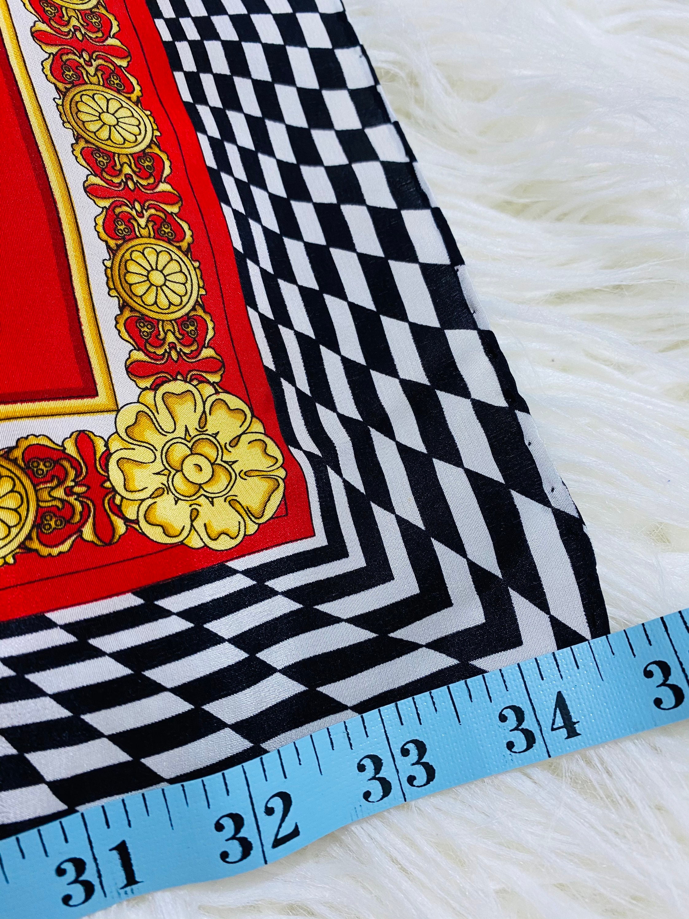 Vintage Large Red Black Scarf Rome Greek European Print Made | Etsy