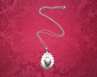 Sacred heart necklace | Etsy