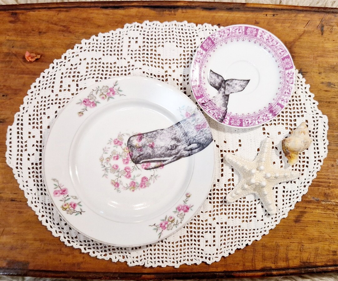 Upcycled Whale Vintage Mismatched Side Plates - Etsy
