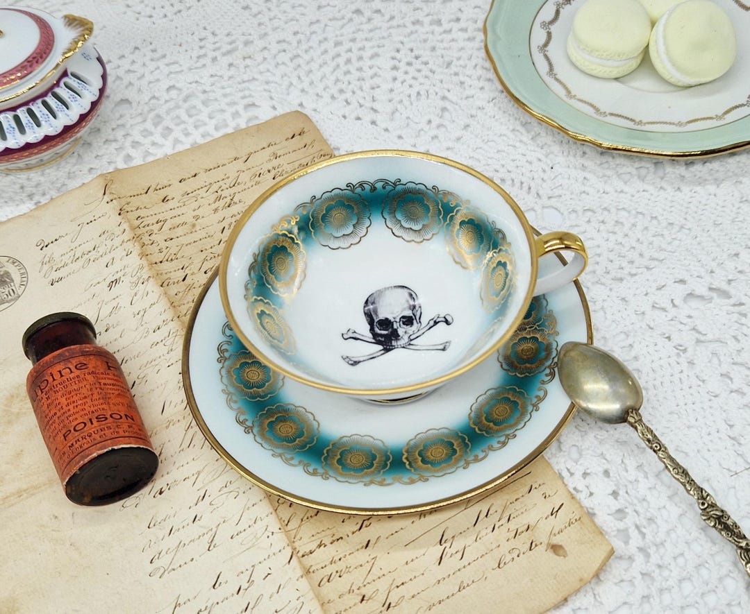 Skull Antique Teacup, Skull Vintage,goth Teacup,gold Teacup - Etsy
