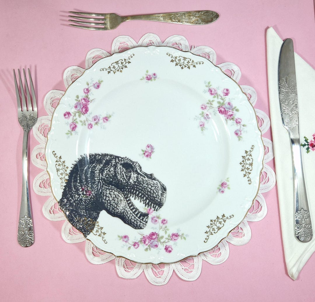 T-rex Dinosaur Head Vintage Dinner Plate - Etsy