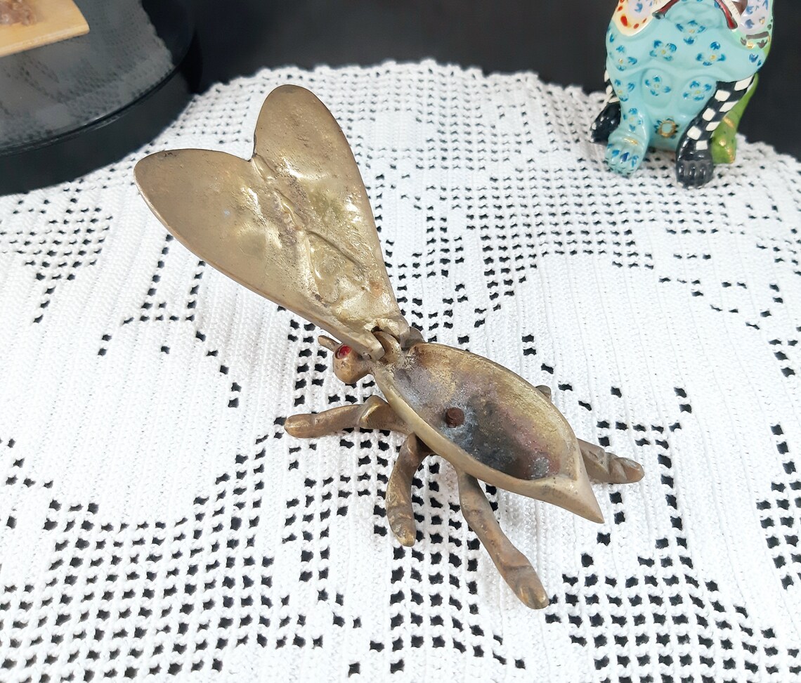 Small Vintage Ashtray Fly Insect Bug Brass - Etsy