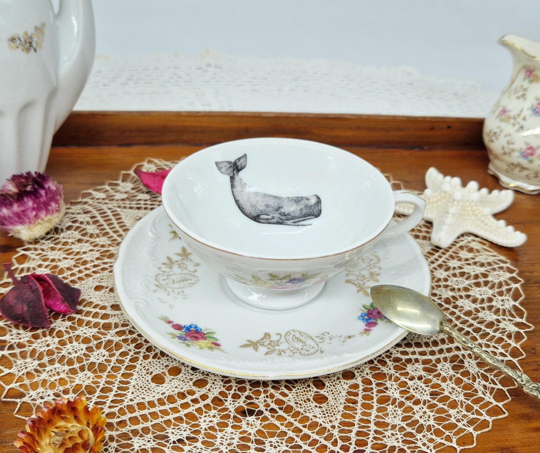 Whale Vintage Teacup/saucer Set, Funny Teacup - Etsy