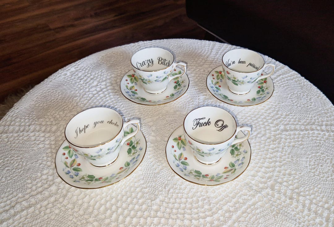 Set of 4 Vintage English Coffee/tea Cups Bad Words - Etsy