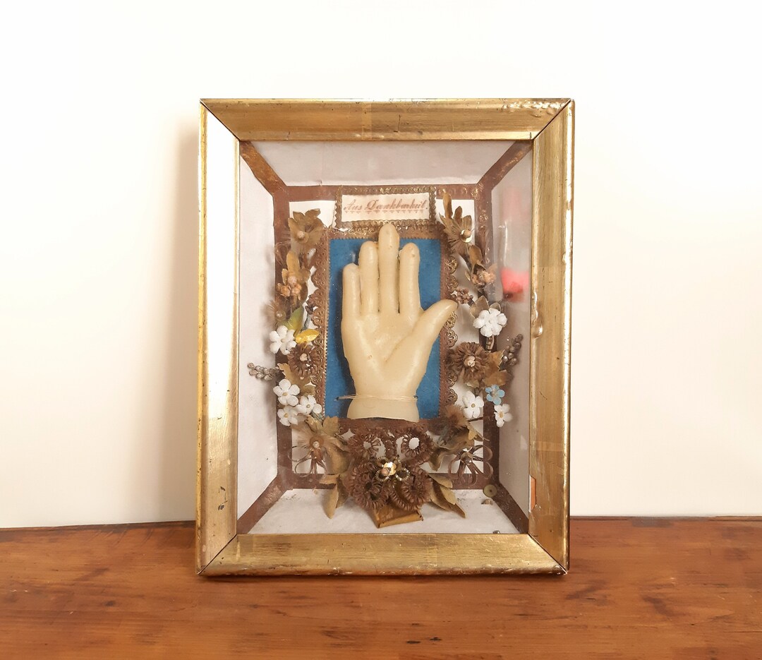 Antique Wax Votive Hand in Frame With Human Hair Ex Voto - Etsy