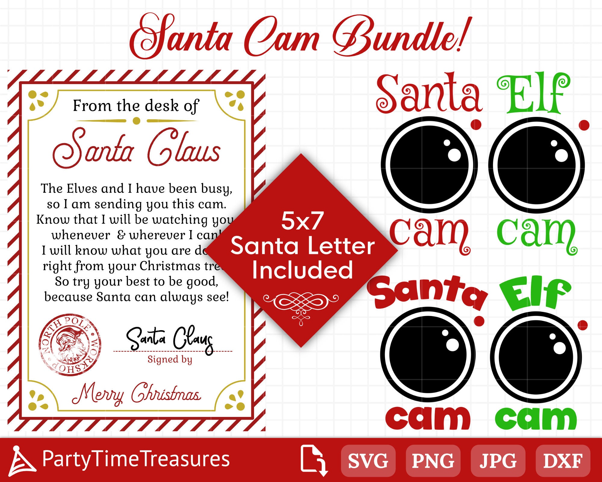 Santa Cam Svg, Elf Cam Svg, Santa Cam Letter, Png, Jpg, Dxf - PT1225 - Etsy
