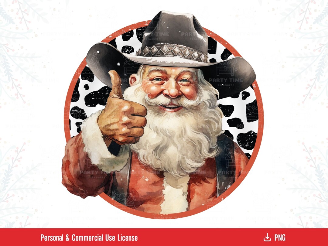 Cowboy Christmas Western Santa Claus PNG Clipart, Wild West Christmas ...