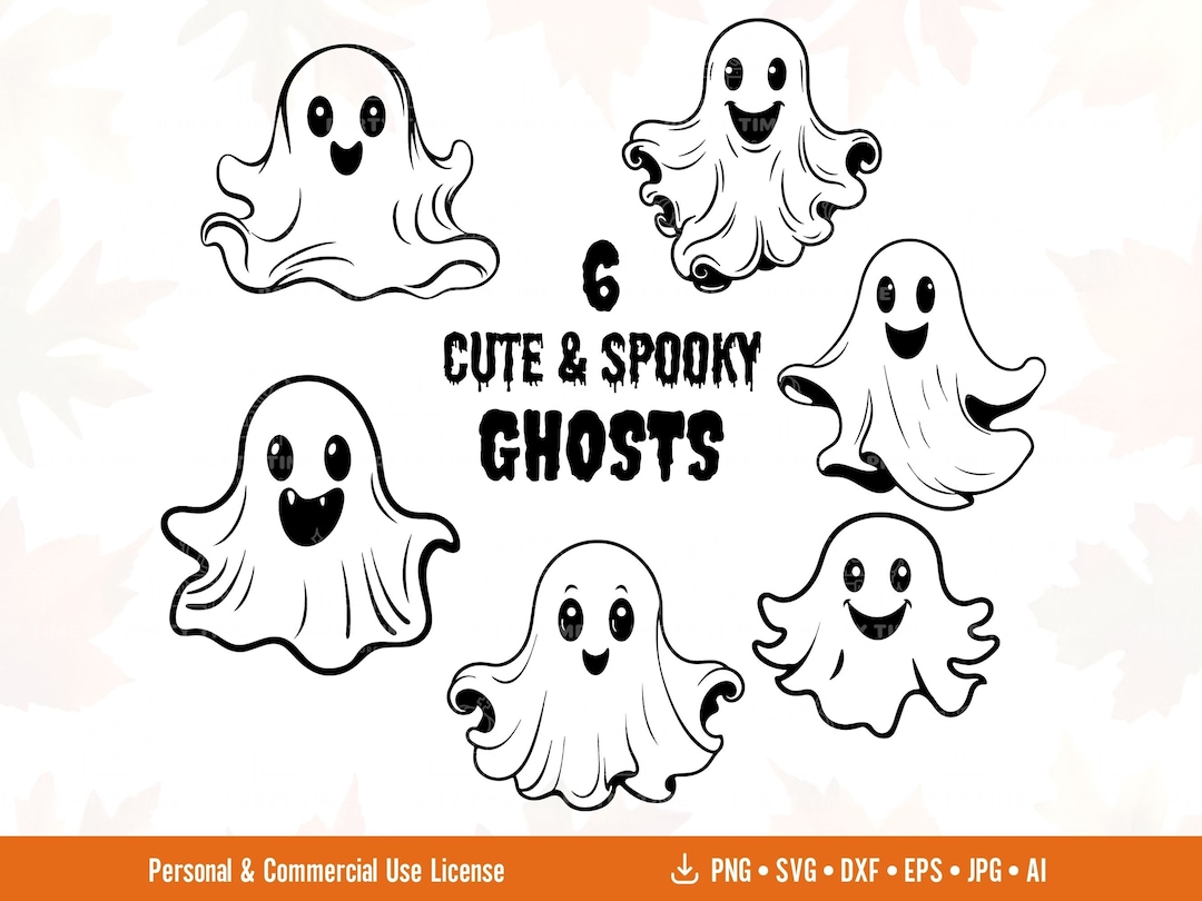 Cute Ghosts SVG Halloween Bundle, Kids Halloween Clipart Designs ...