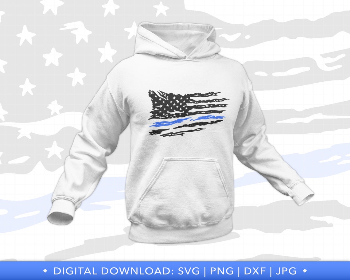 Thin Blue Line SVG, Distressed American Flag Cut File for Cricut ...