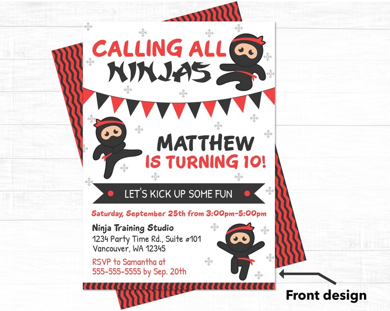 Ninja Birthday Invitation Ninja Party Ninja Birthday Party - Etsy