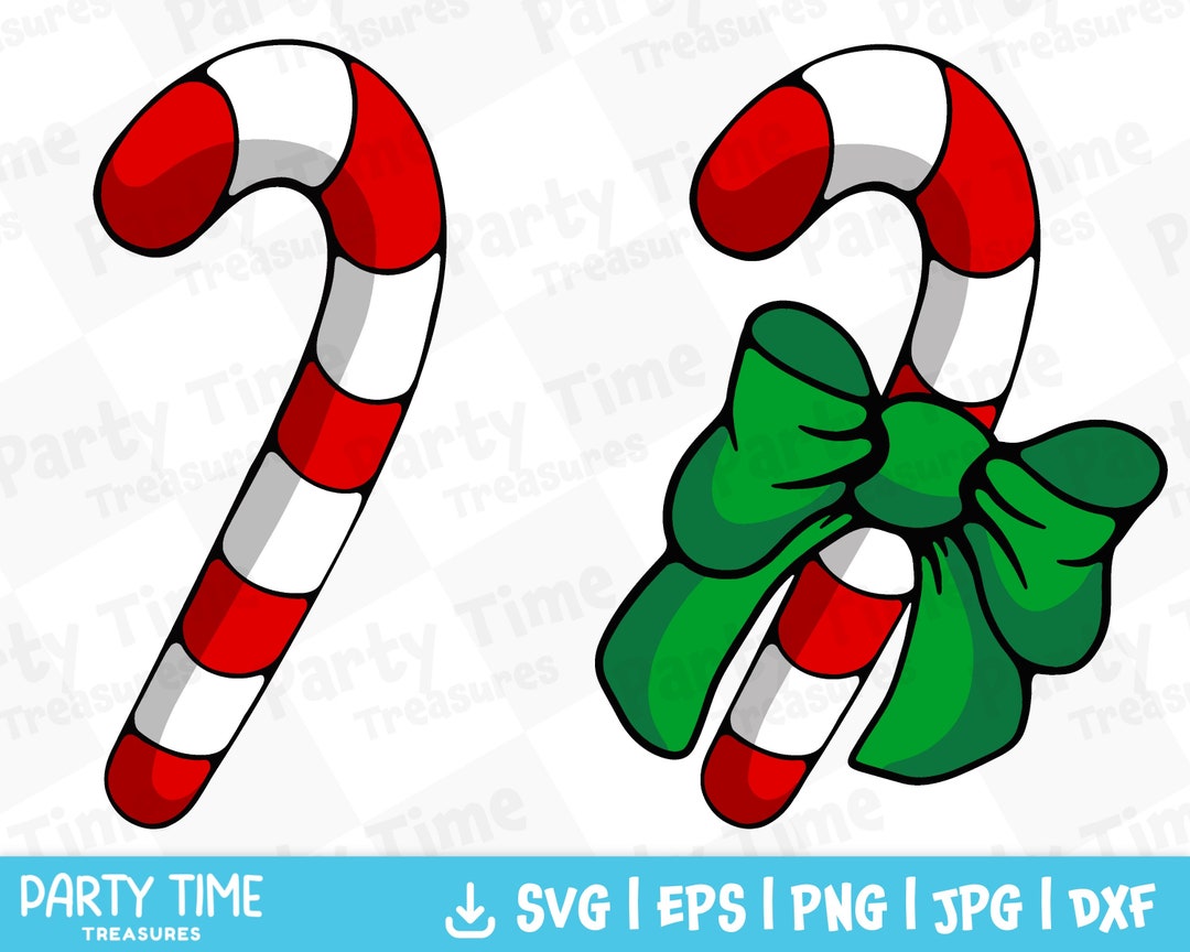 Candy Canes SVG, Instant Digital Download, Candy Canes Clipart With Bow ...