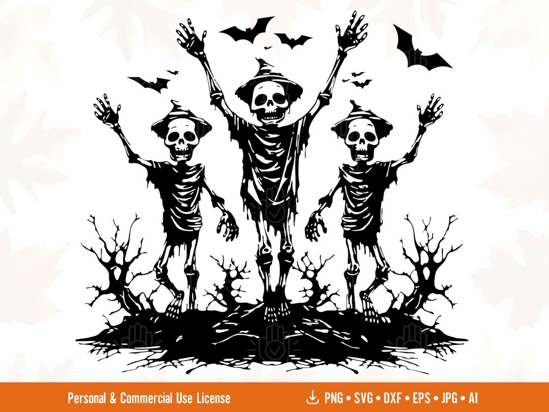 Halloween Skeletons Svg, Spooky Season Clipart, Halloween Sublimation ...