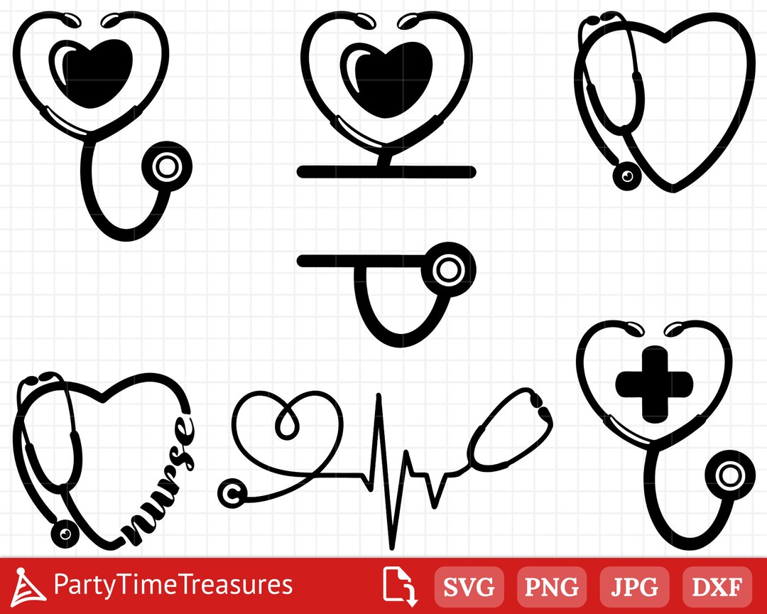 Heart Stethoscope Svg Bundle, Nurse Svg, Doctor Medical Healthcare ...