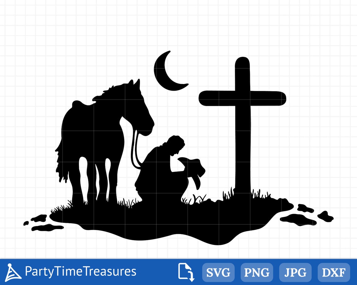 Praying Cowboy Memorial Svg, Cowboy Kneeling Svg, Memorial Cross Svg ...