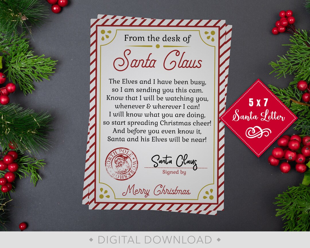 Santa Nightlight Letter, Santa Cam Letter, Santa Nightlight, Santa ...