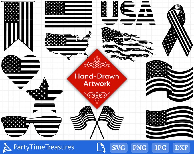 American Flag SVG, USA Flag Clipart, 4th of July Svg, Patriotic Svg ...