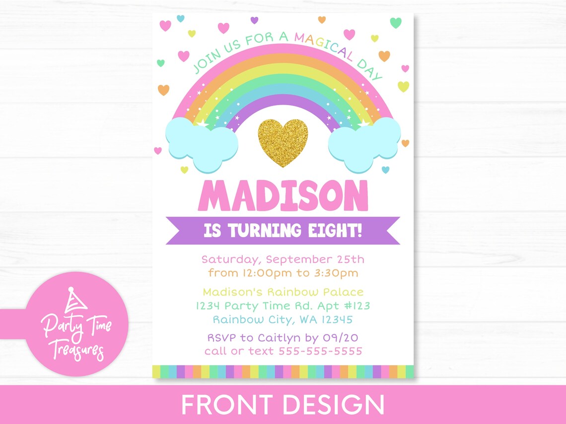 Rainbow Party Invitation Rainbow Birthday Invitation Rainbow | Etsy