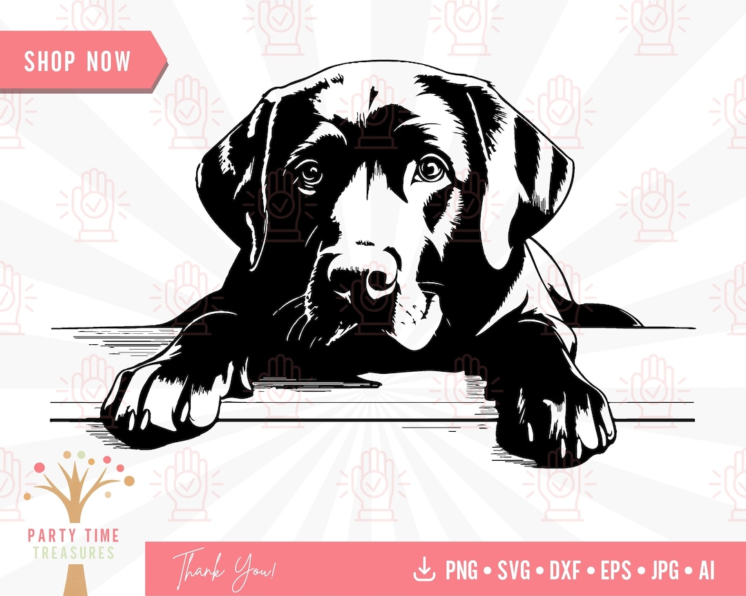 Black Labrador Svg Peeking Dog Clipart, Retriever Dog Portrait ...