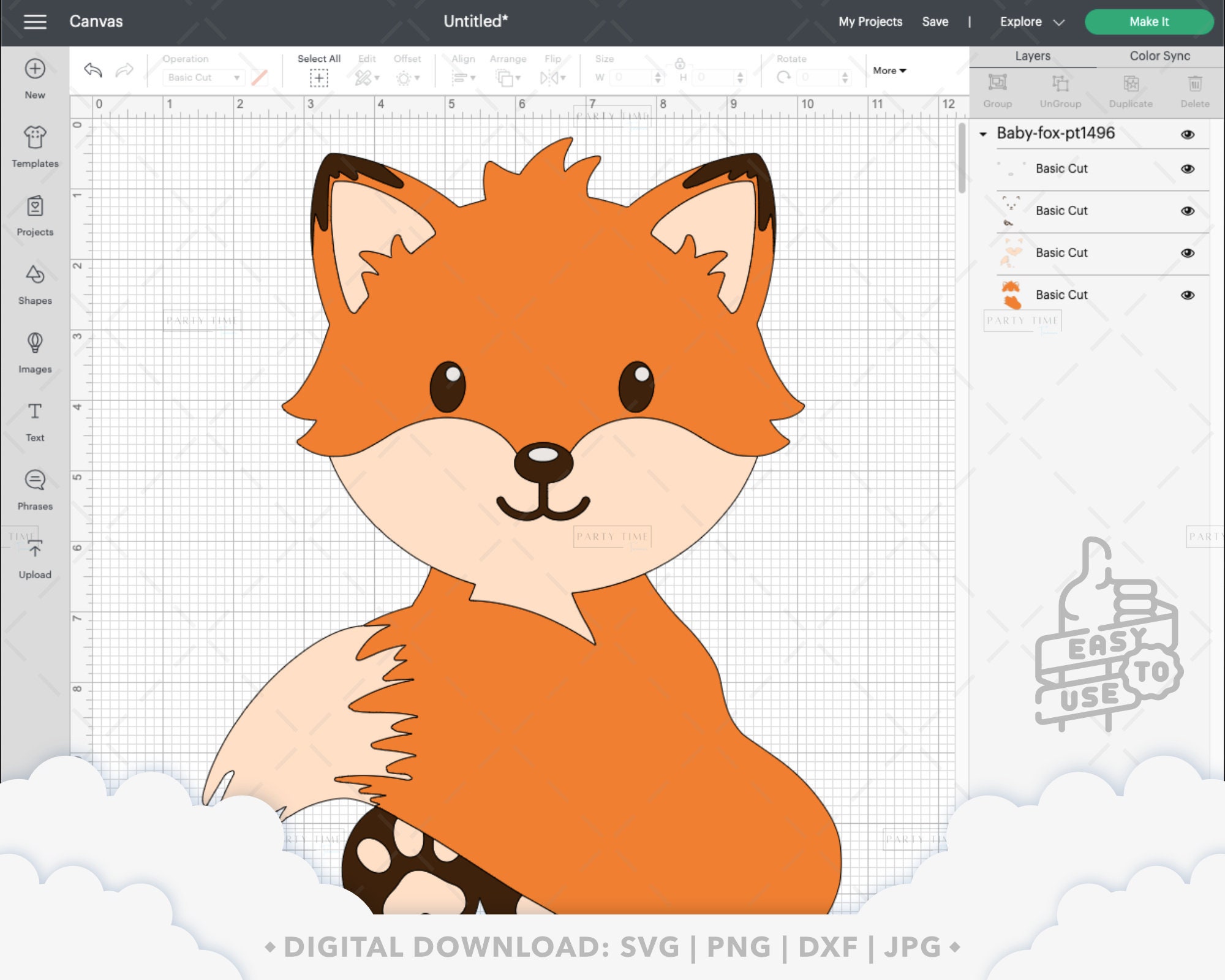 Cute Fox SVG, Baby Fox Clipart Woodland Animals Cut File Forest Animal ...