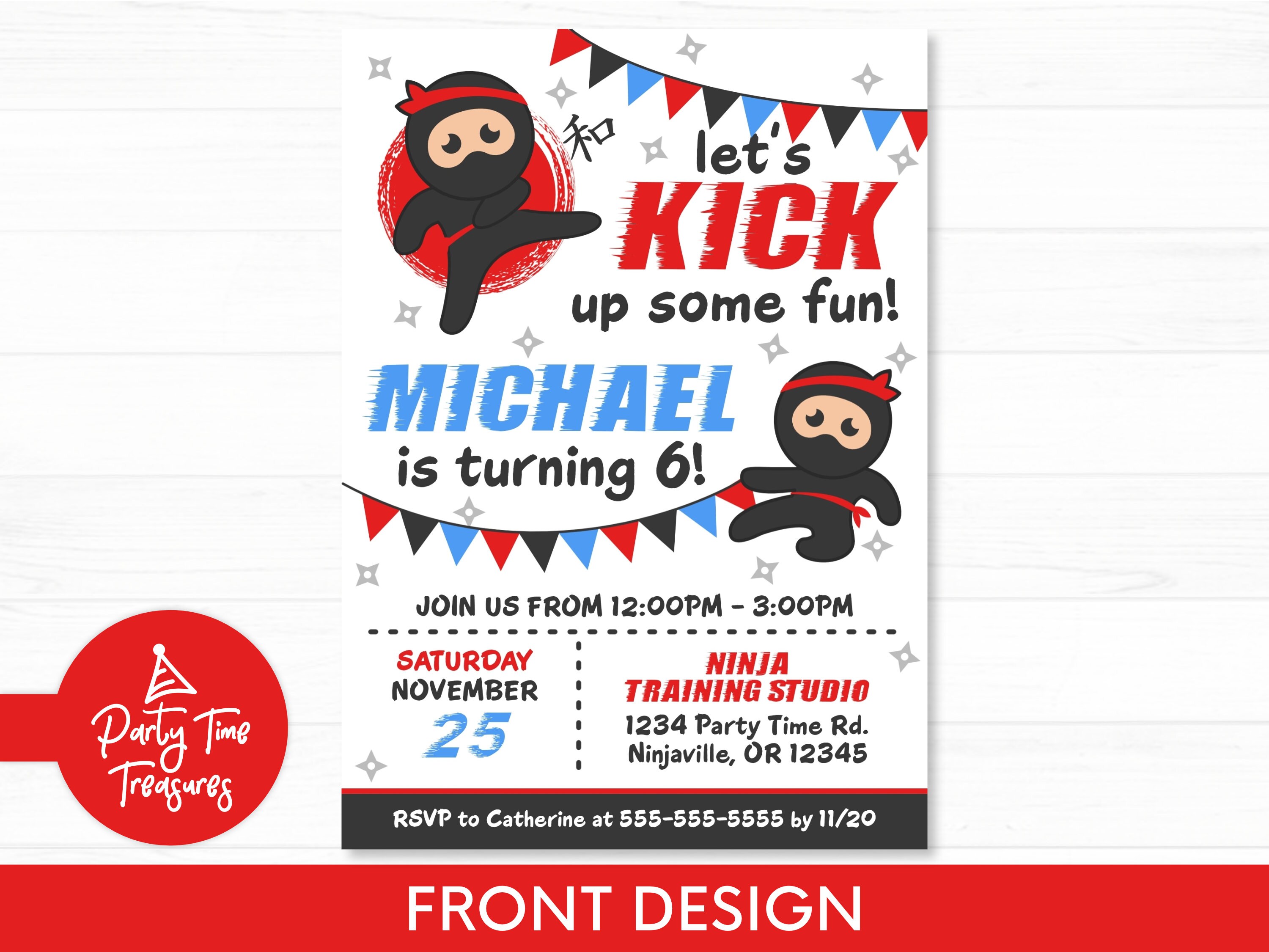 Ninja Birthday Invitation Ninja Party Invite Boy Ninja | Etsy