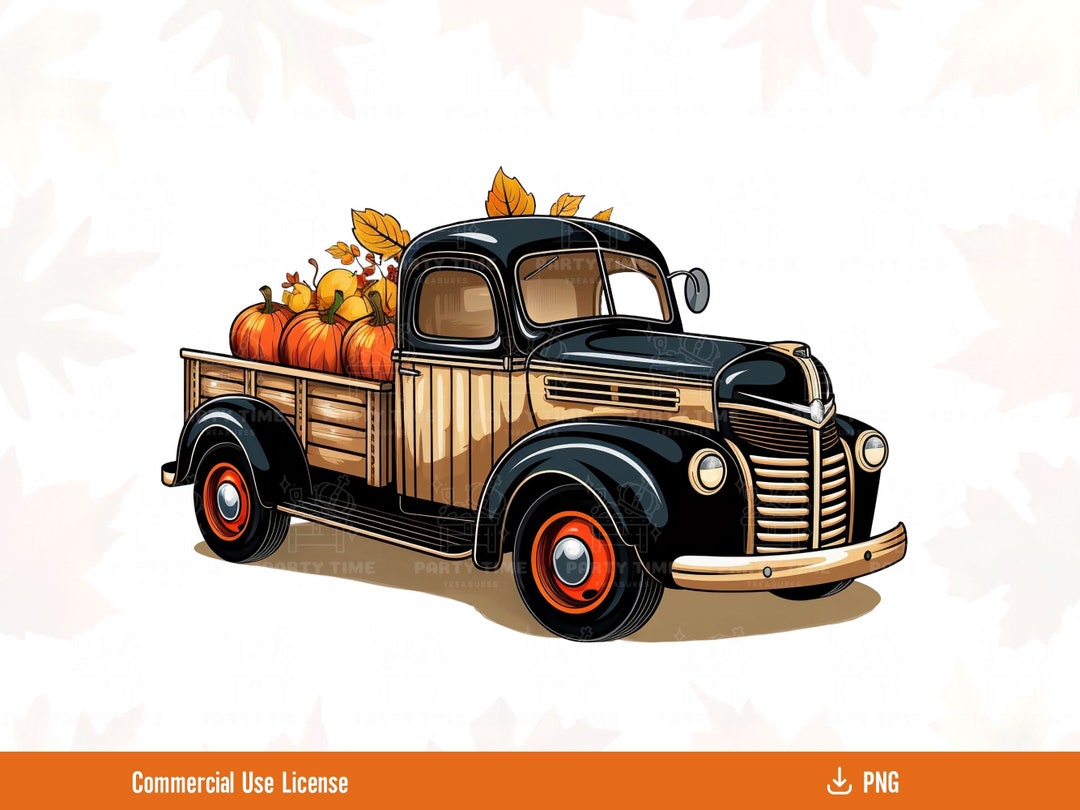 Pumpkin Harvest Truck PNG Clipart, Thanksgiving Truck Sublimation ...