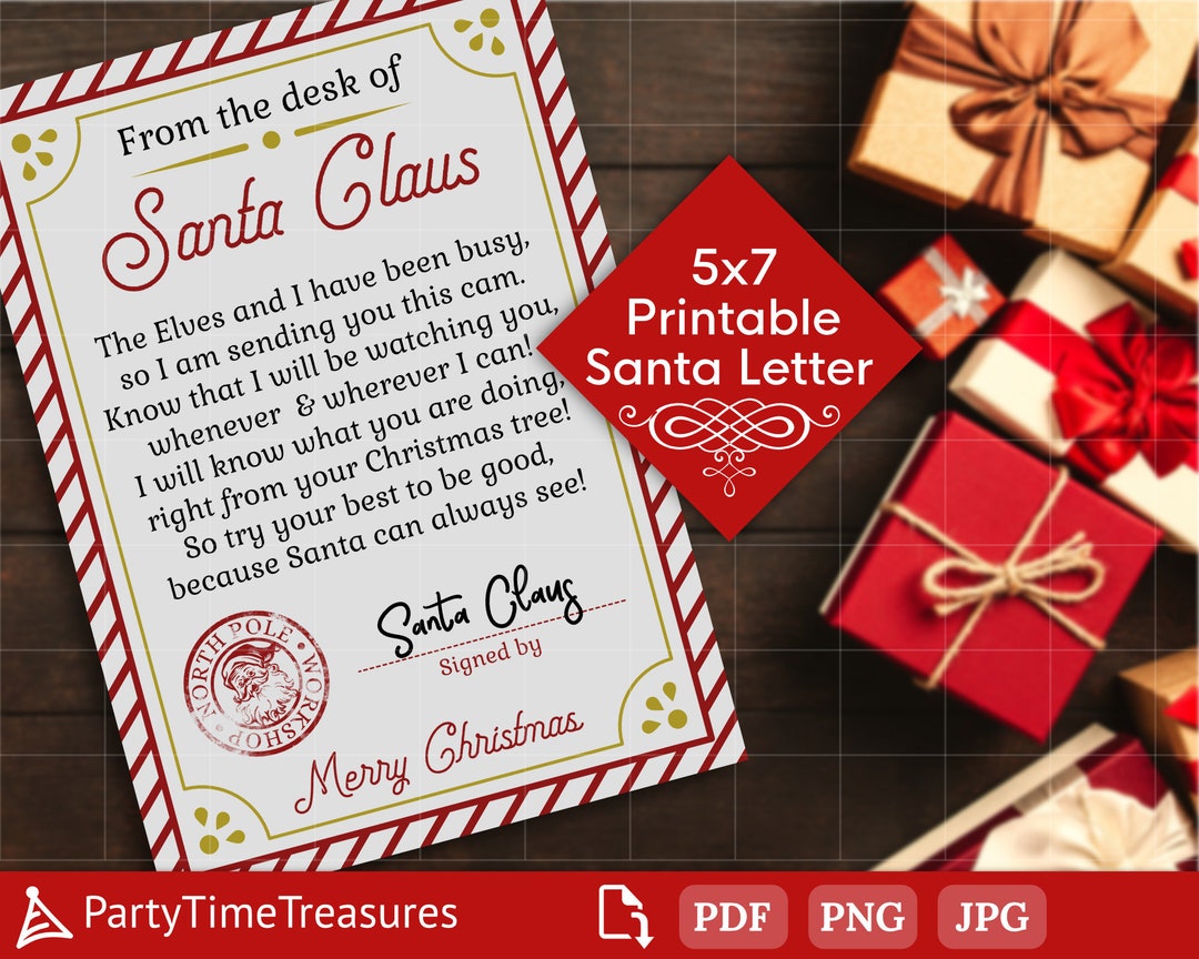 Santa Cam Letter, Printable Letter From Santa Claus, Pdf, Png, Jpg ...