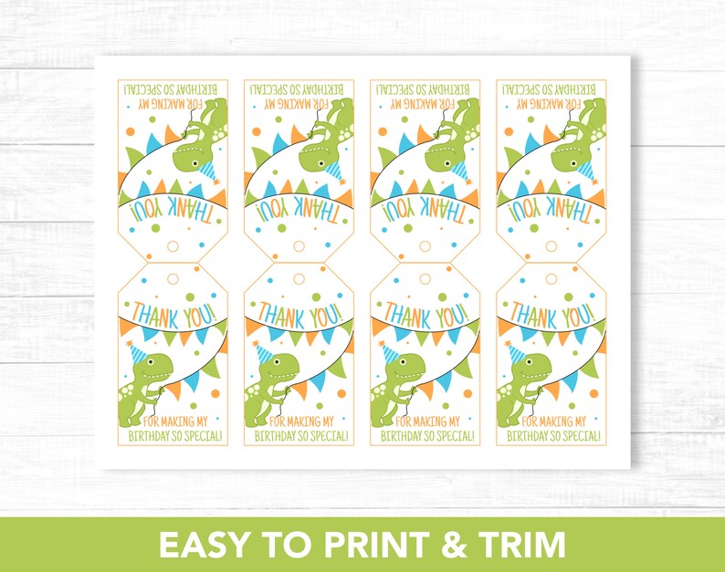 Dinosaur Thank You Tags Dino Favor Tags Dinosaur Gift Tags - Etsy