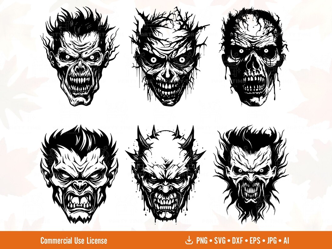 Scary Faces Halloween SVG Cut Files, Spooky Halloween SVG Bundle ...