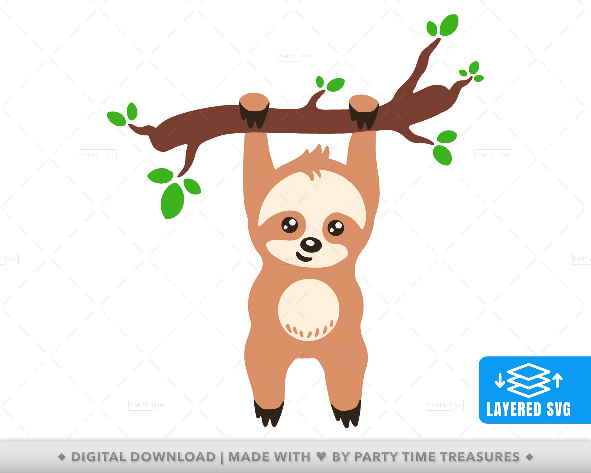 Sloth Svg, Cute Sloth Svg, Lazy Sleeping Sloth Clipart, Sloth Cut File ...