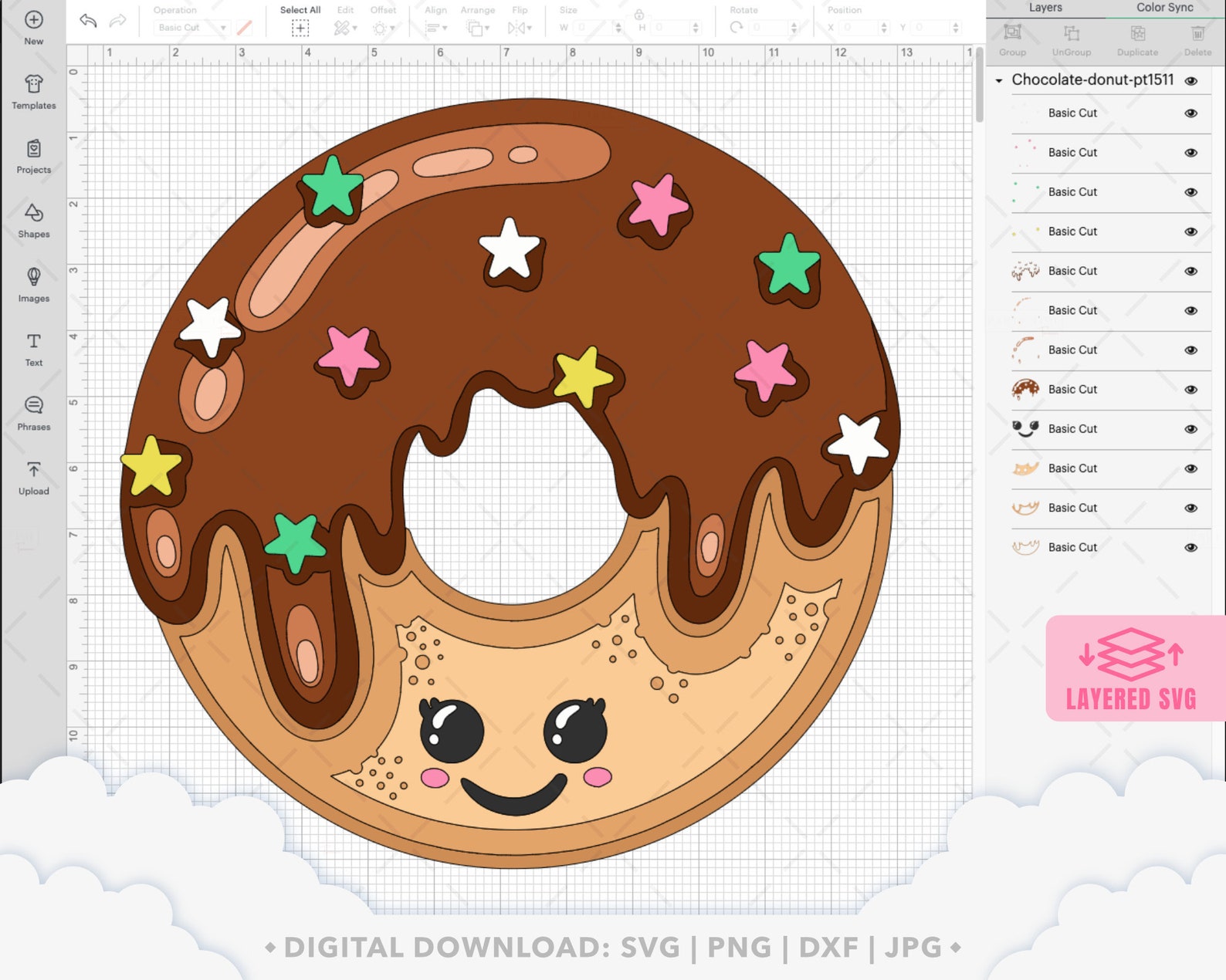 Cute Donut SVG, Kawaii Donut SVG, Donut Clipart, Donut Birthday, Girl ...