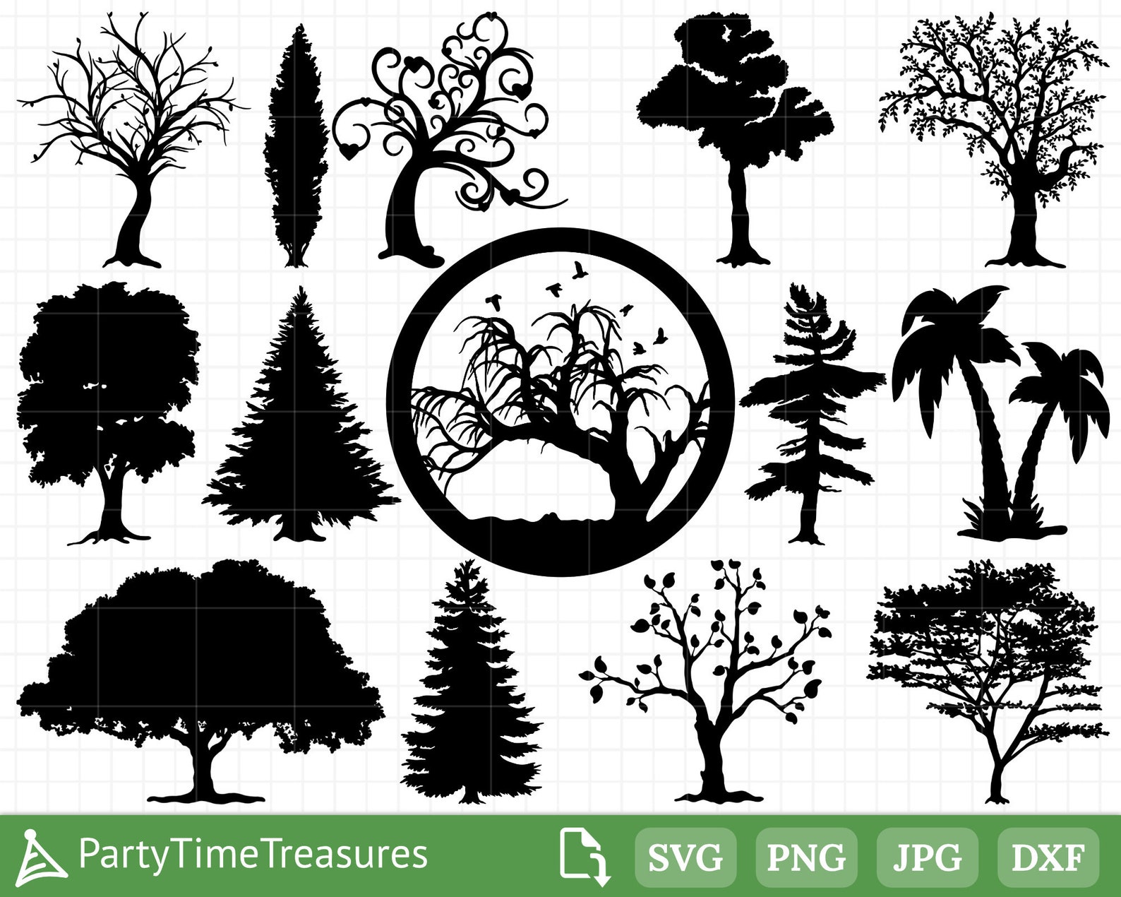 Tree Svg Bundle Tree Silhouette Svg Tree Clipart Tree Cut - Etsy
