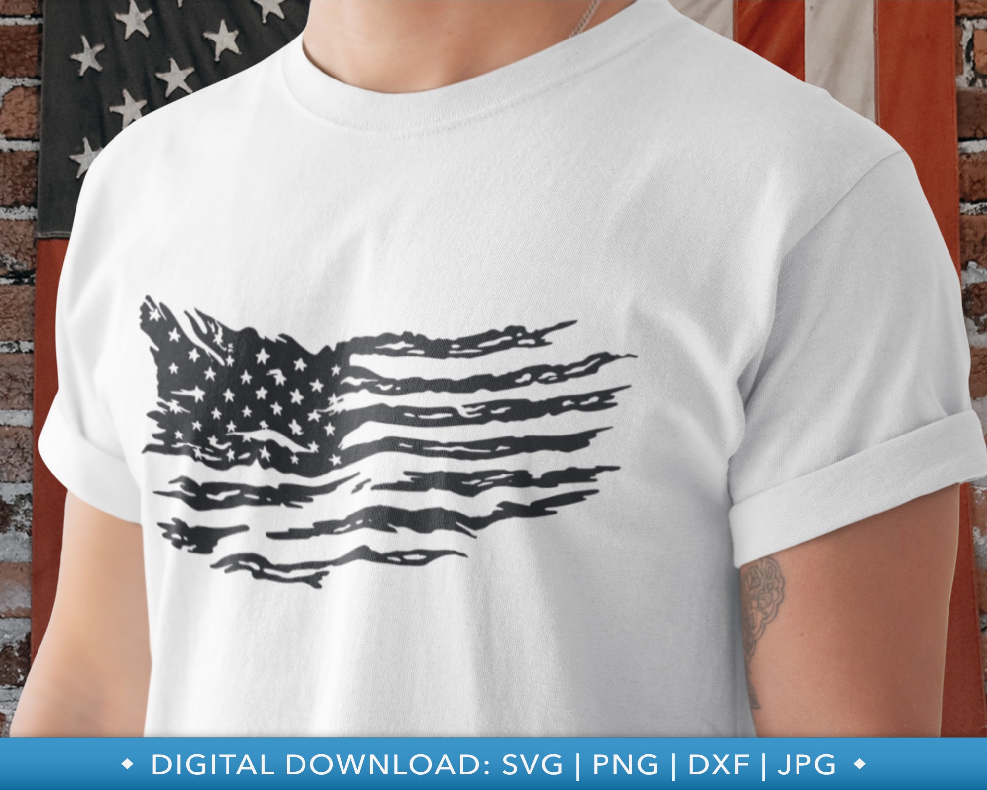 Distressed American Flag SVG Tattered Patriotic Cut File for - Etsy